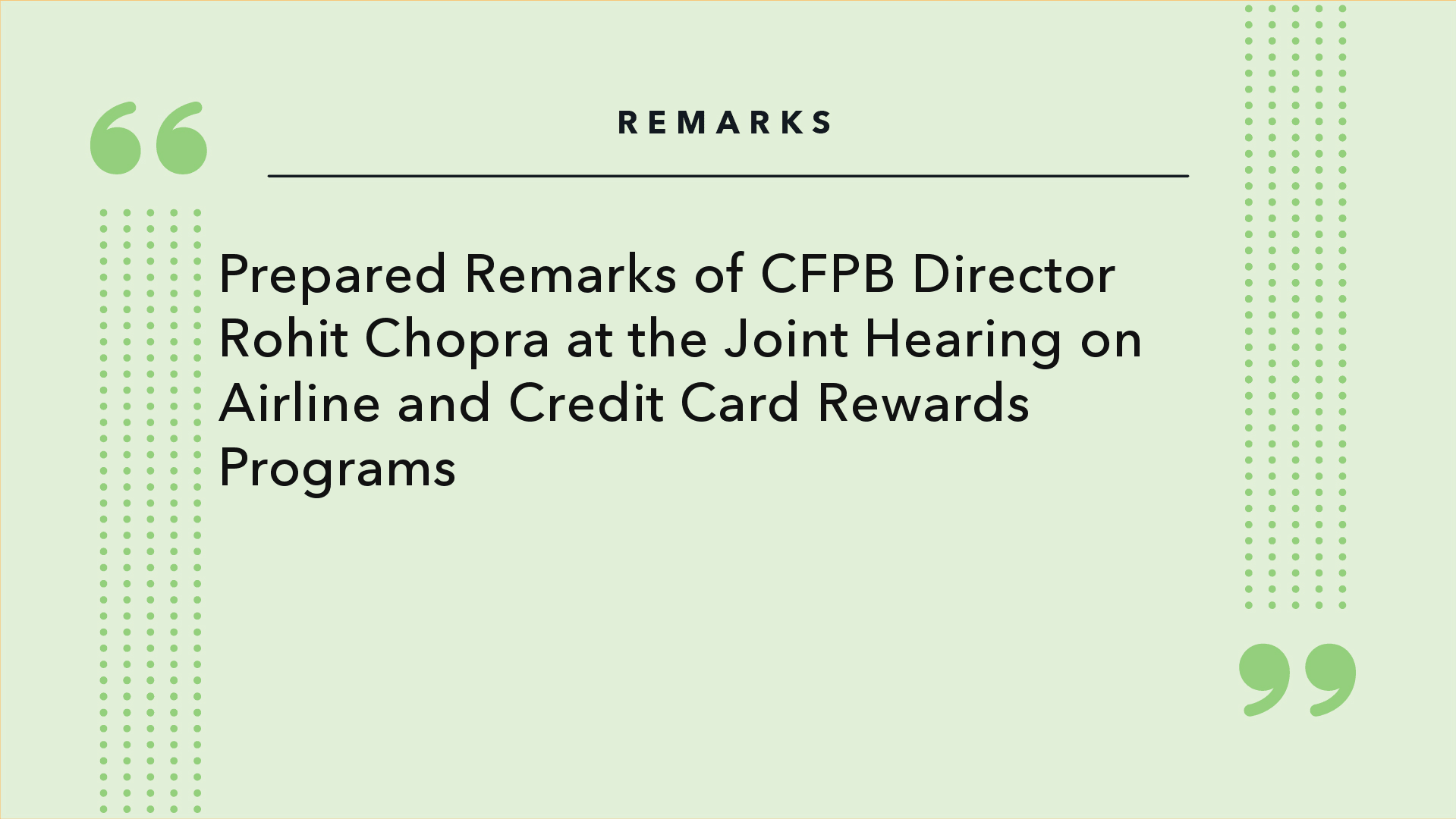Prepared Remarks of CFPB Director Rohit Chopra at the Joint Hearing on ...